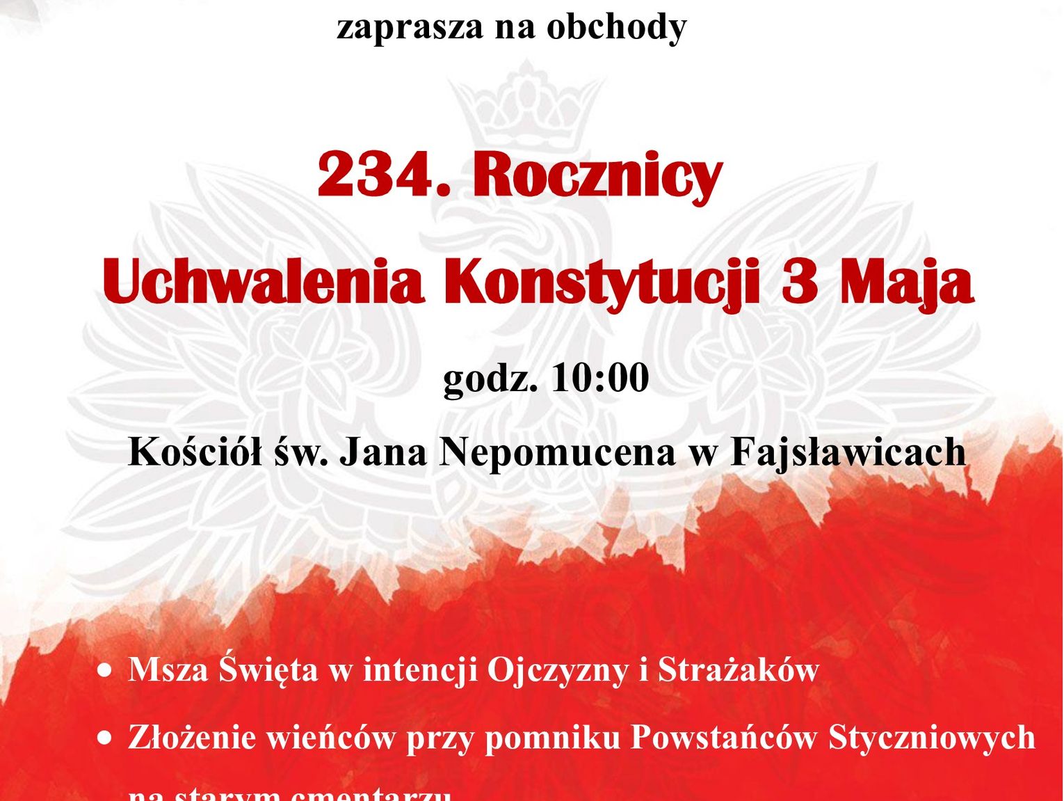 Zapraszamy na obchody Narodowego Święta Konstytucji 3 Maja